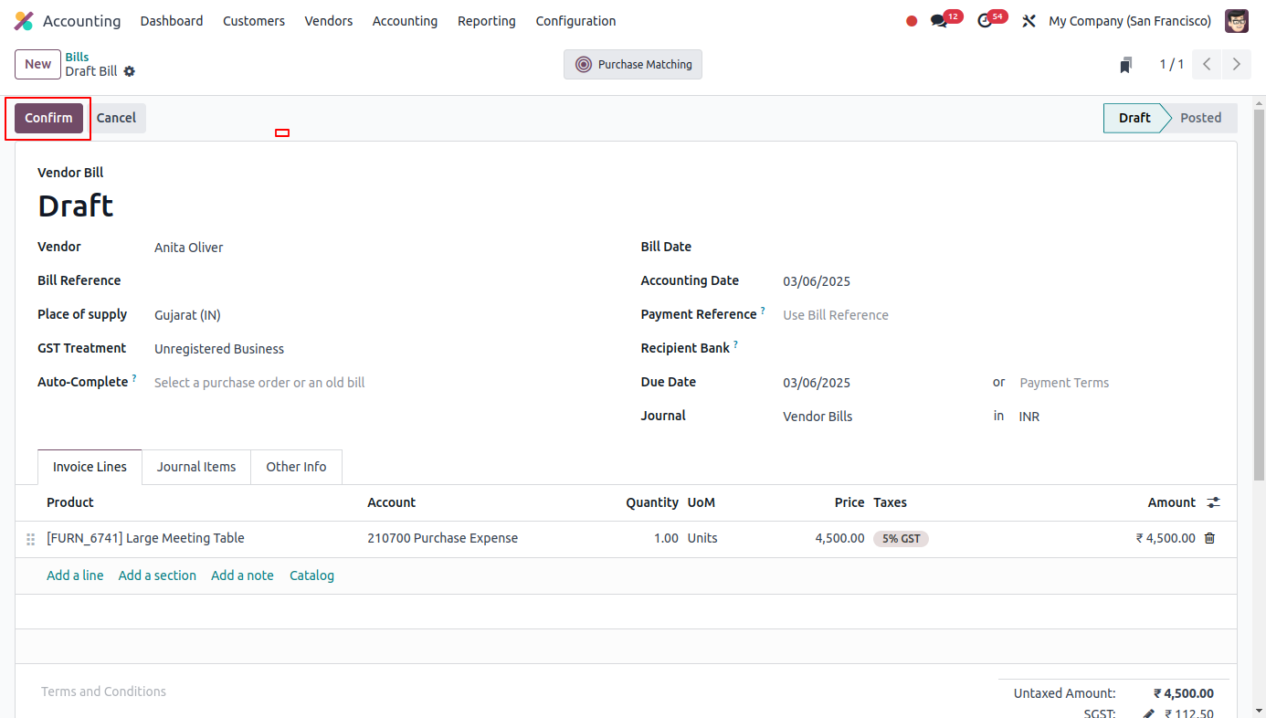 How to Create Vendor Bills in Odoo [Step By Step Guide]